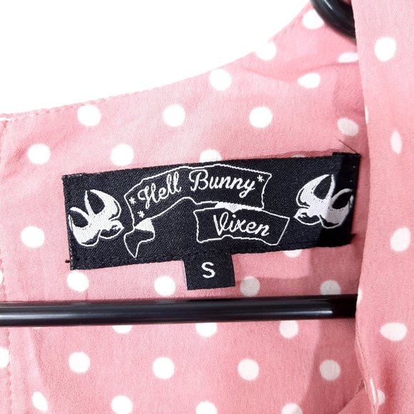 Hell Bunny | Dresses | Hell Bunny Vixen Dusky Rose Pink Polka Dot ...